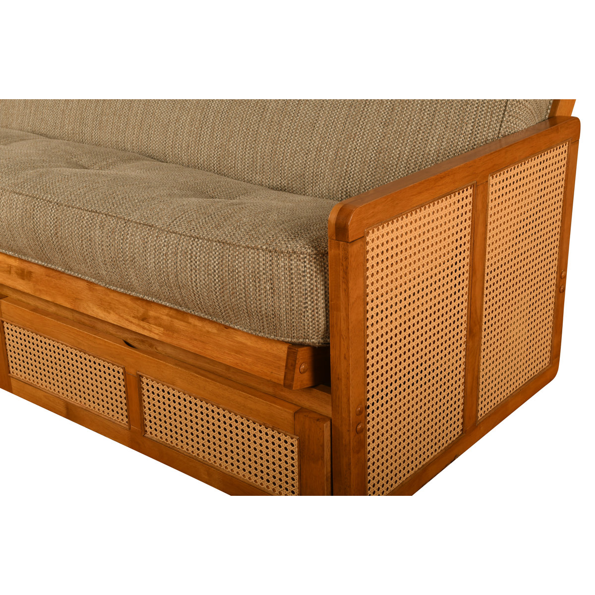 Bayou Breeze Full-size Futon Frame with Storage in Honey Finish ...
