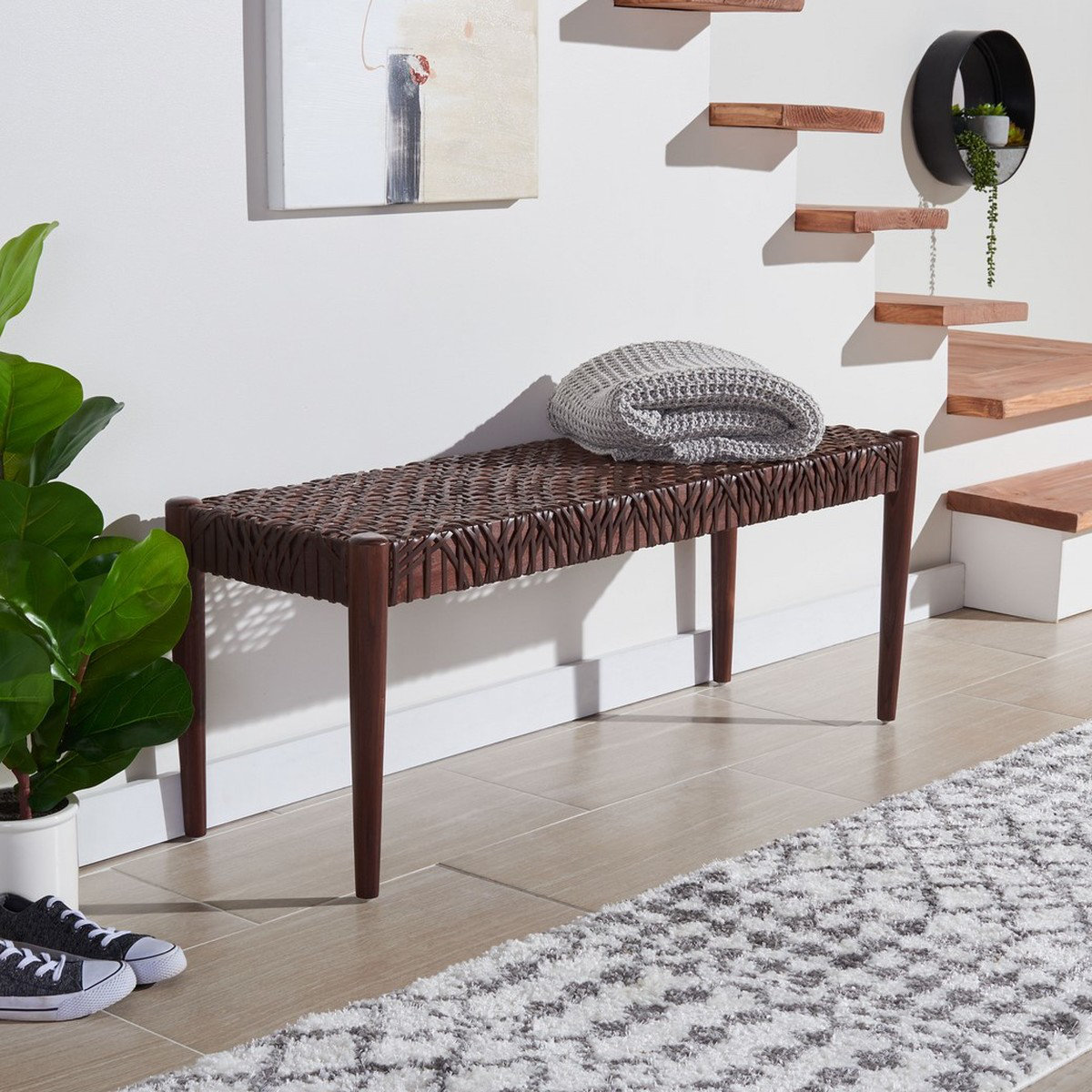 Foundry Select Brailee Leather Weave Bench - Wayfair Canada