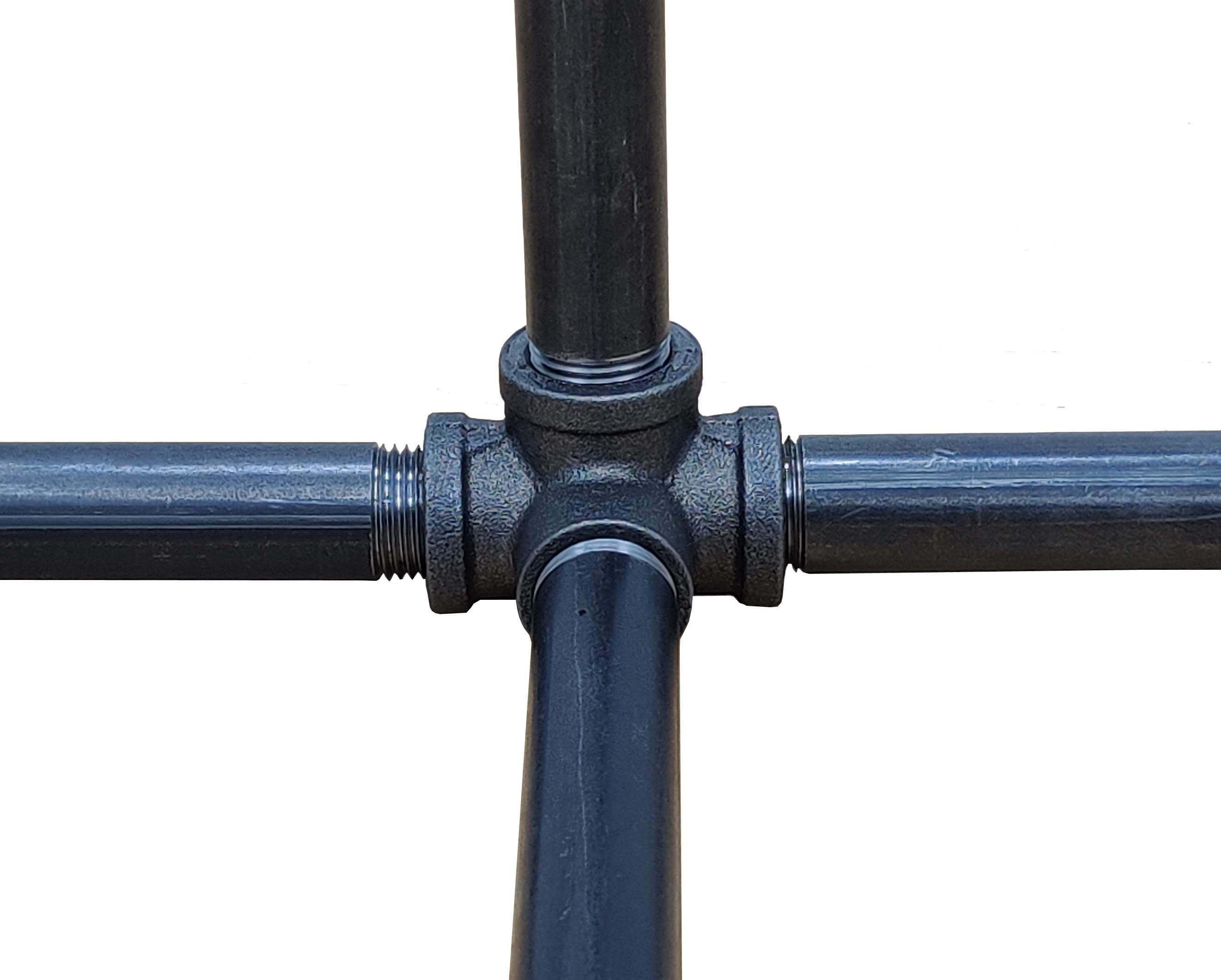 FixtureDisplays Black Pipe 4-Way Connector With 4 Mounting Holes ...
