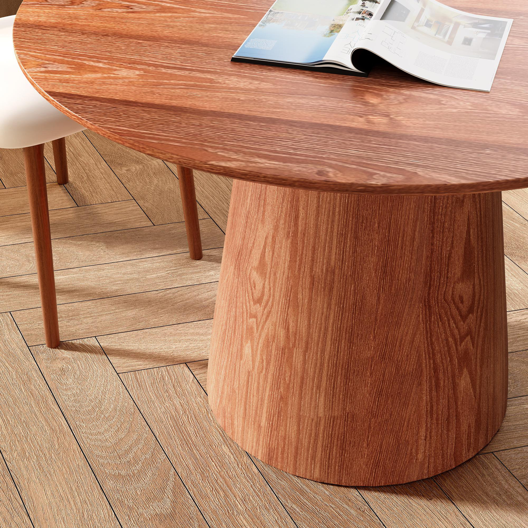 Hokku Designs 43" Round Black Wood Small Dining Table with Solid Wood ...