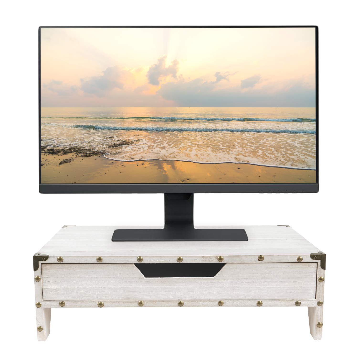 hongzhi Wooden 2 Tier Monitor Stand With Drawer,Wood Desktop Stands ...