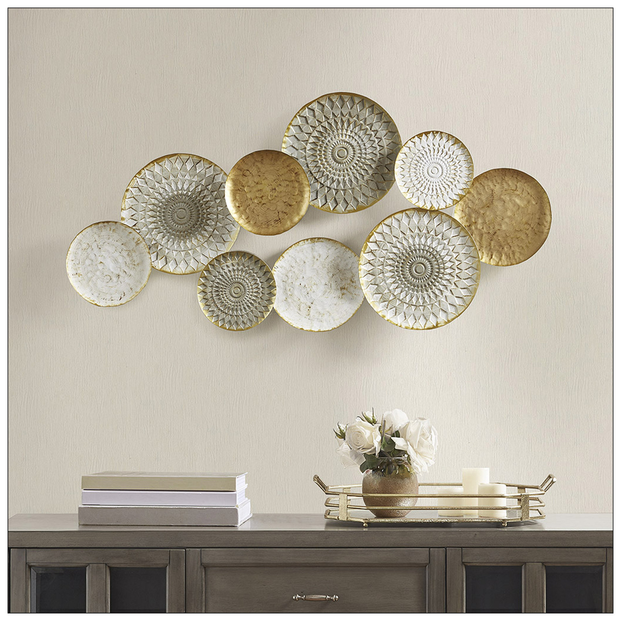 Latitude Run® Multi-Colored Geometric Metal Discs Wall Decor | Wayfair