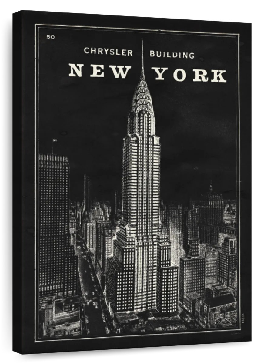 Ebern Designs Lilie Blueprint Map New York Chrysler Building Black ...