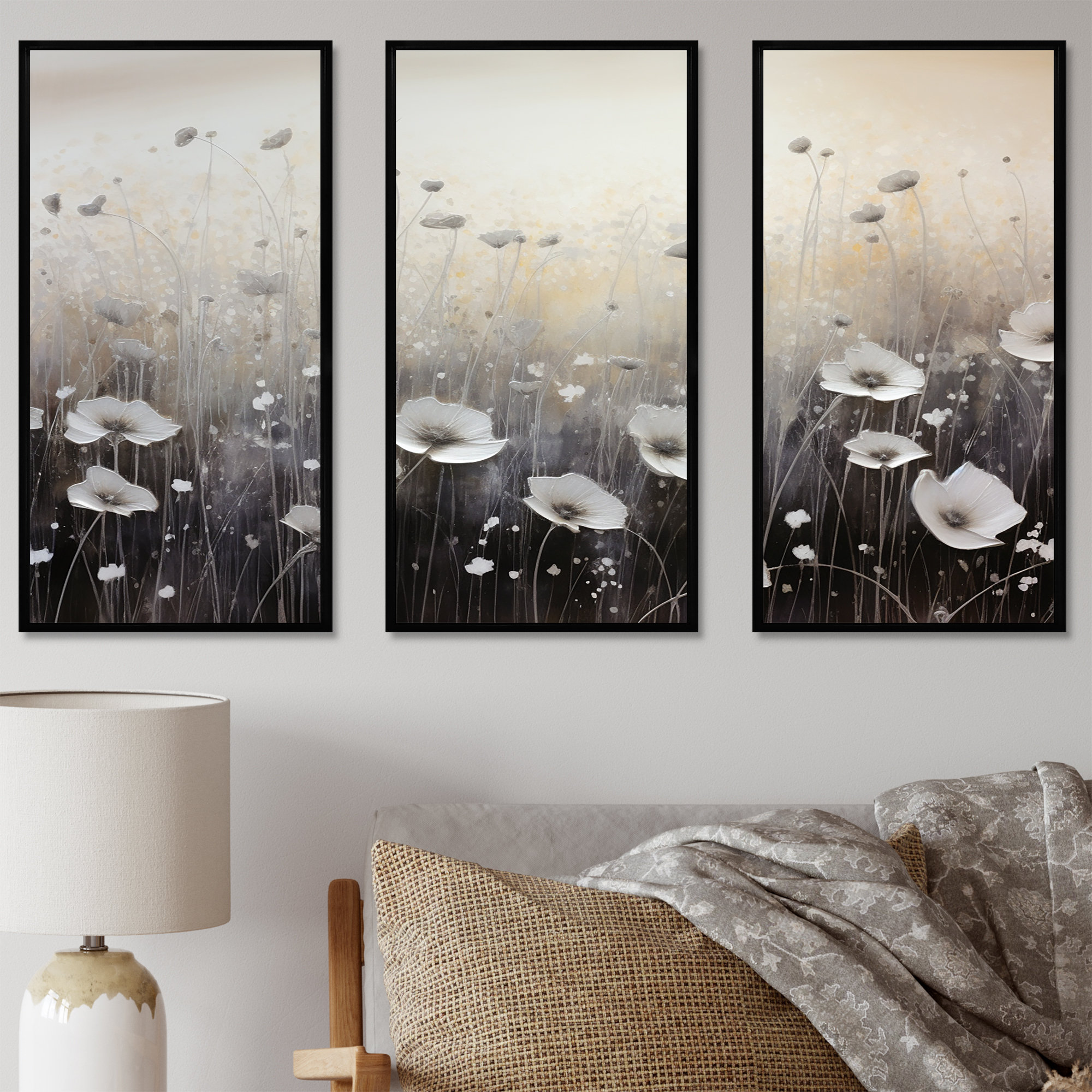 Lark Manor™ Misty Opalescent Floral Field - Flower Wall Art Print Set ...