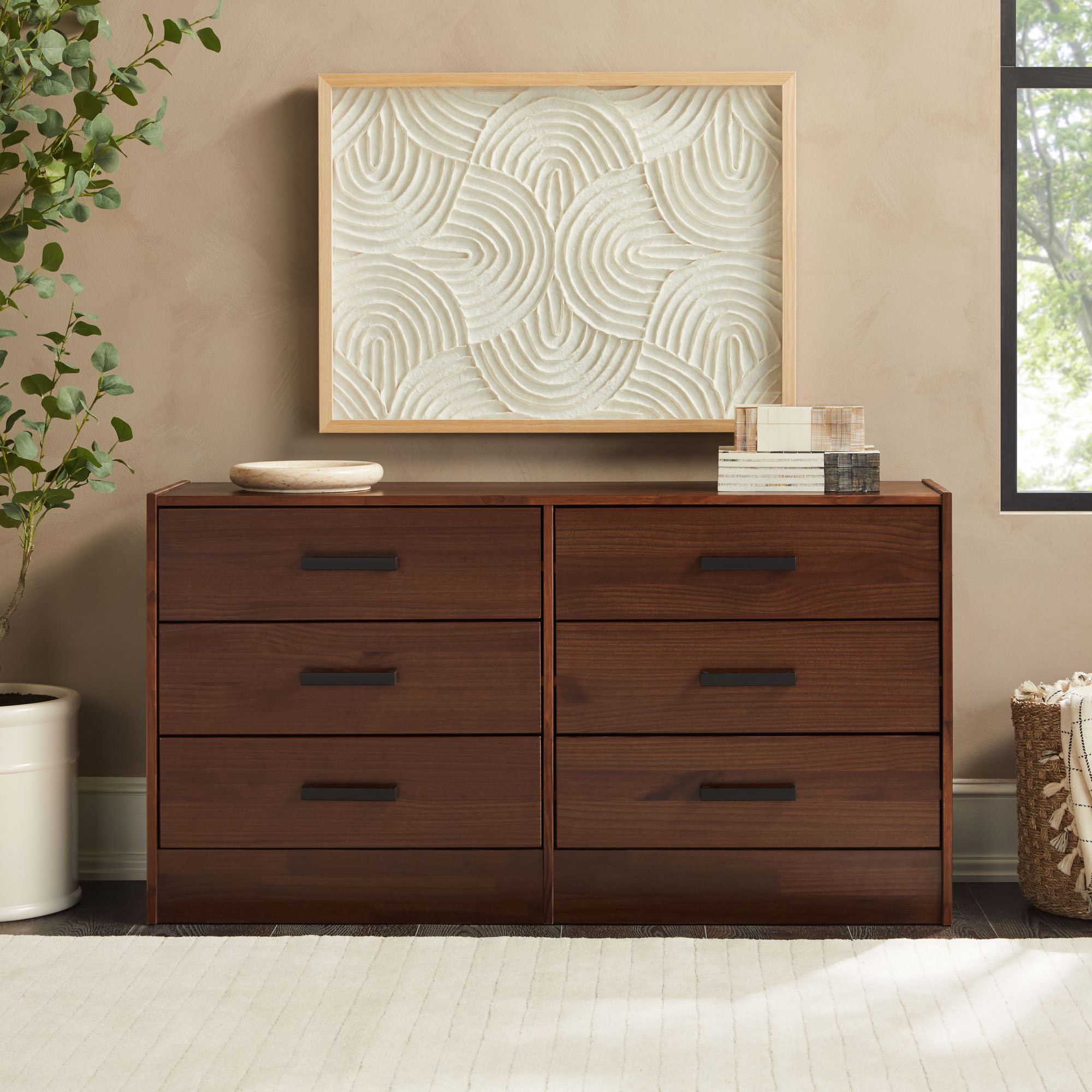 Ebern Designs Modern Solid Wood 6 Drawer Dresser with Easy Assembly Drawers & Reviews | Wayfair