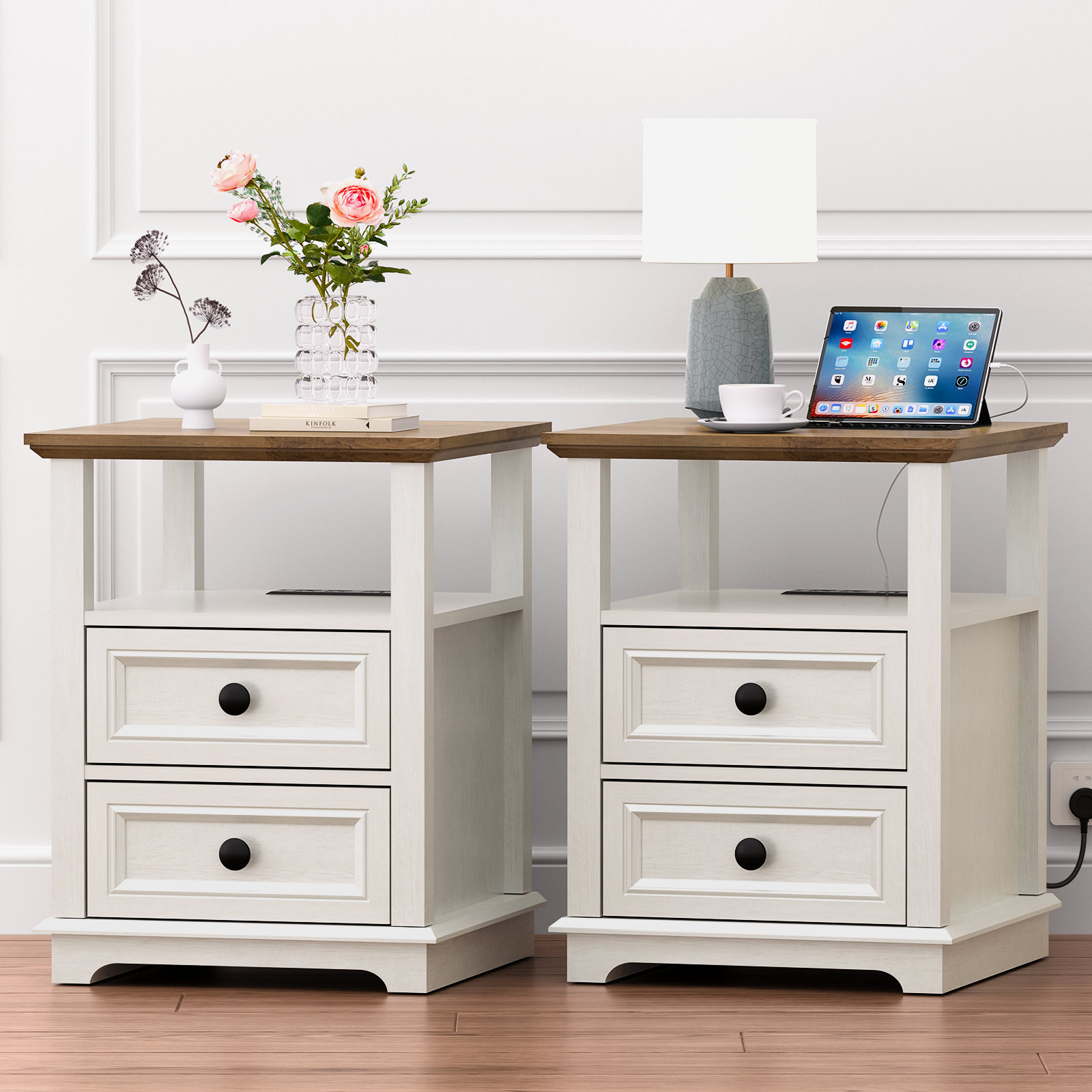 Wildon Home® Azella Frame 2 End Table Set with Storage and Built-In ...