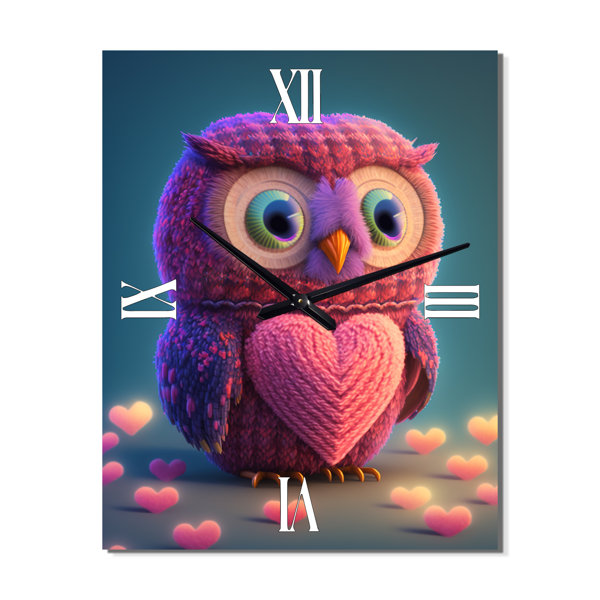 DesignArt Cute Litte Knitted Pink Heart Owl III - Animals Owl Very ...