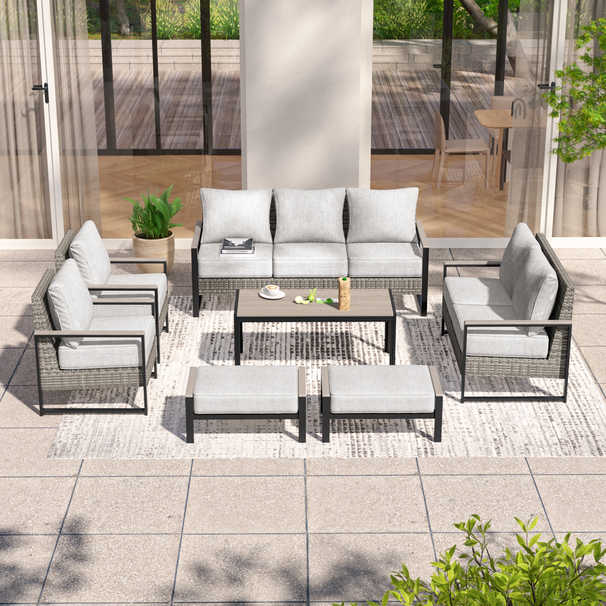 Causeway Bay 7 Piece Patio Conversation Sofa Set with Coffee Table ...
