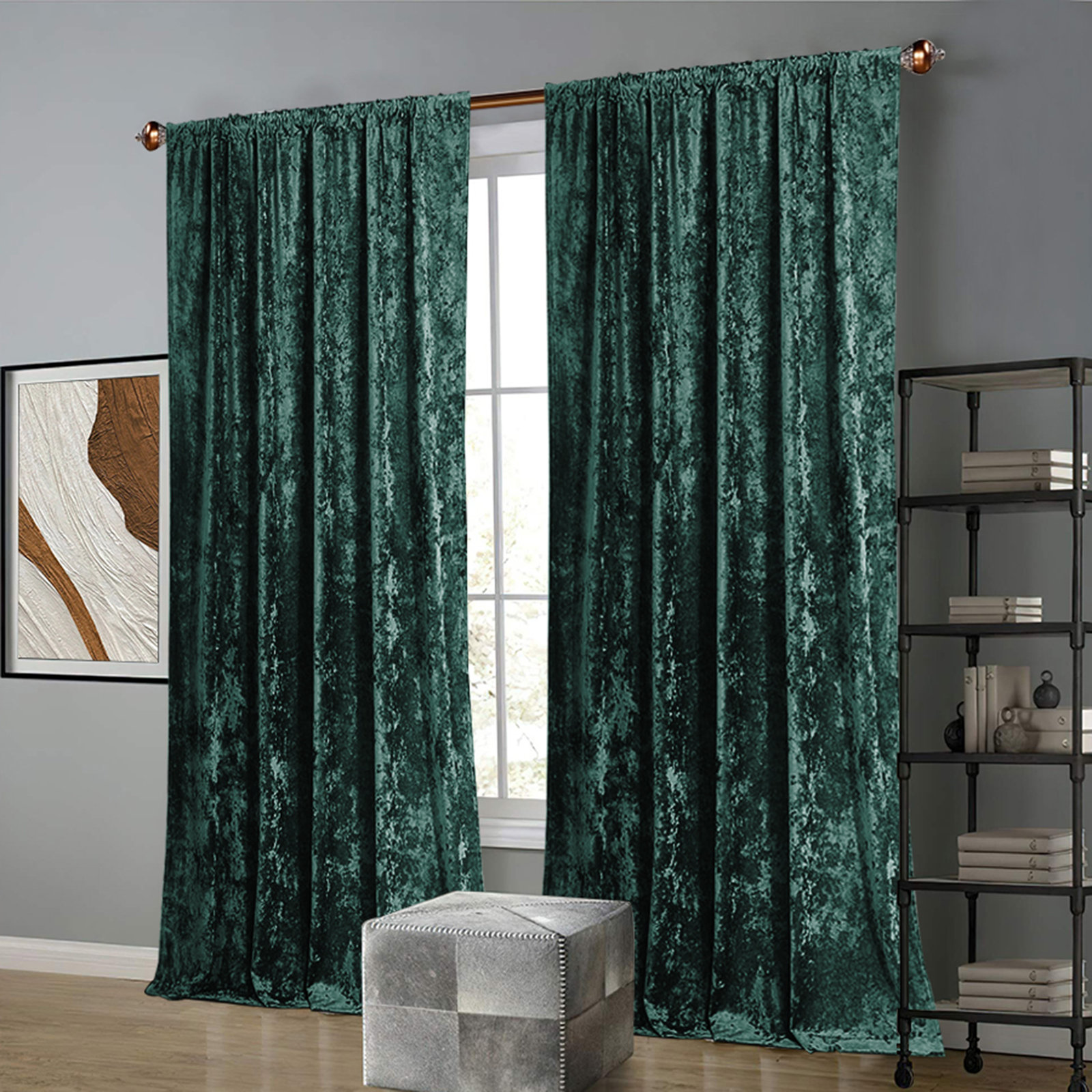 Everly Quinn Crushed Velvet Darkening Curtains Light Heat Blocking ...