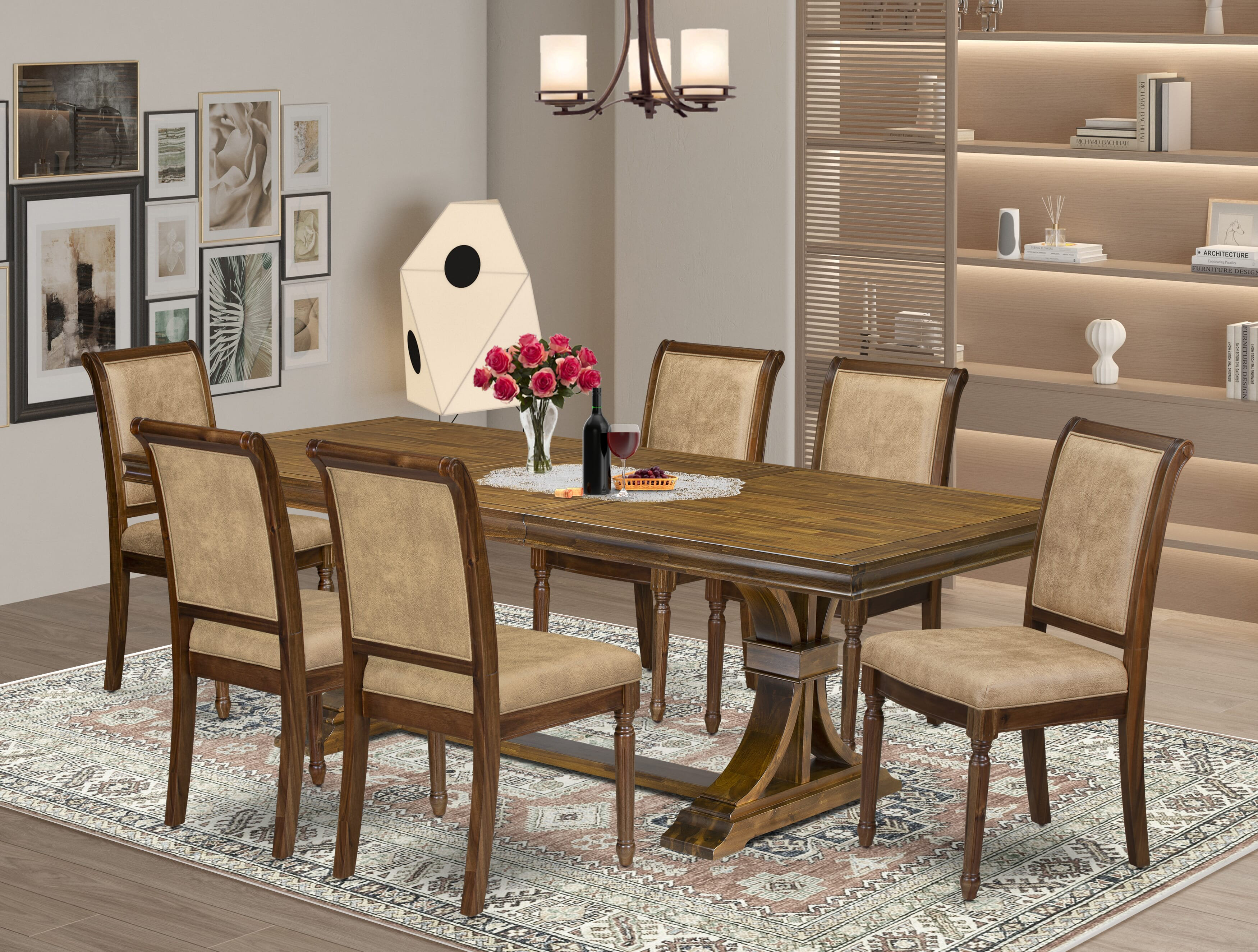 Red Barrel Studio® 7-piece Modern Dining Table Set includes a Kitchen ...