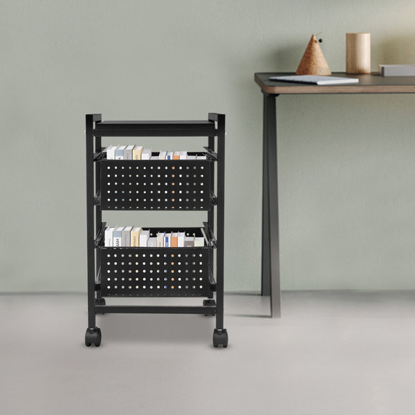 Lomana 2-Tiermodern Black Rectangle File Storage Drawer Carts Carbon ...