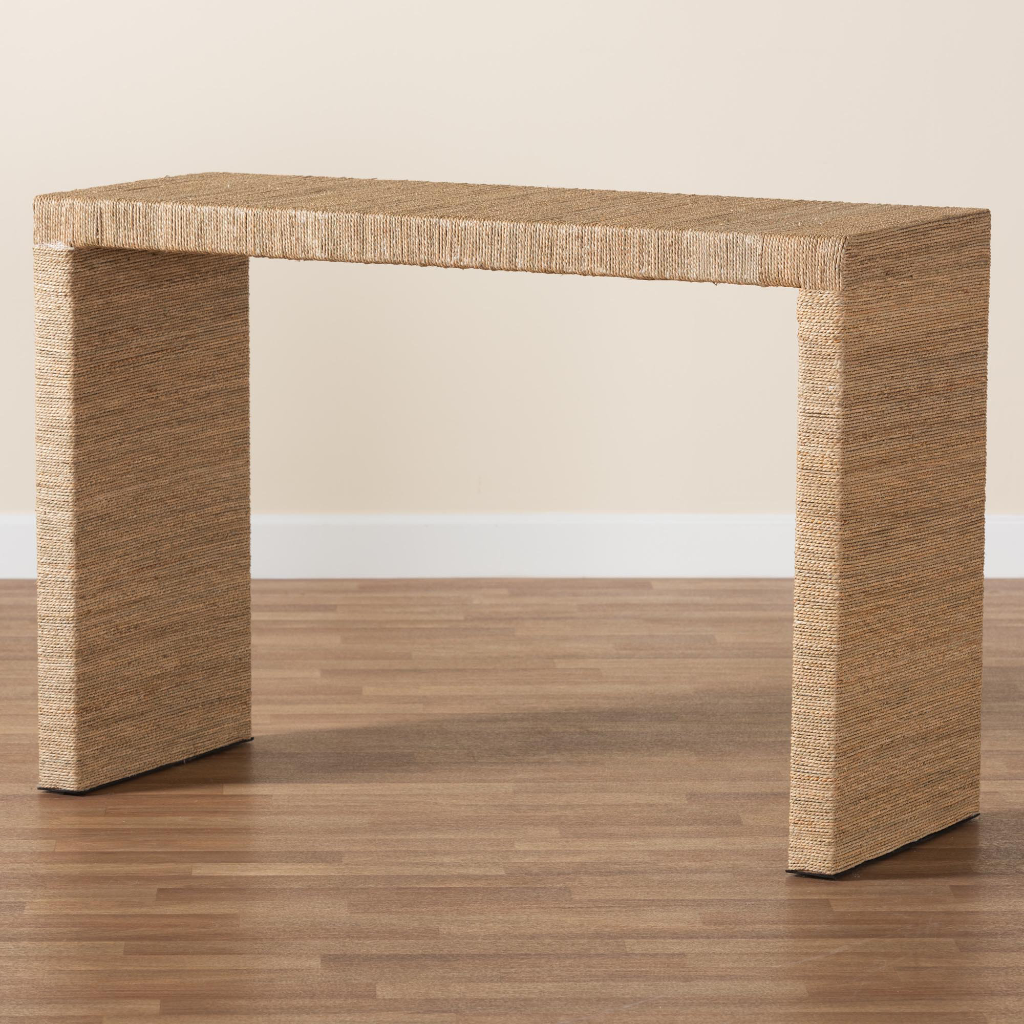 Dovecove Colandra Modern Bohemian Seagrass and Wood Console Table ...