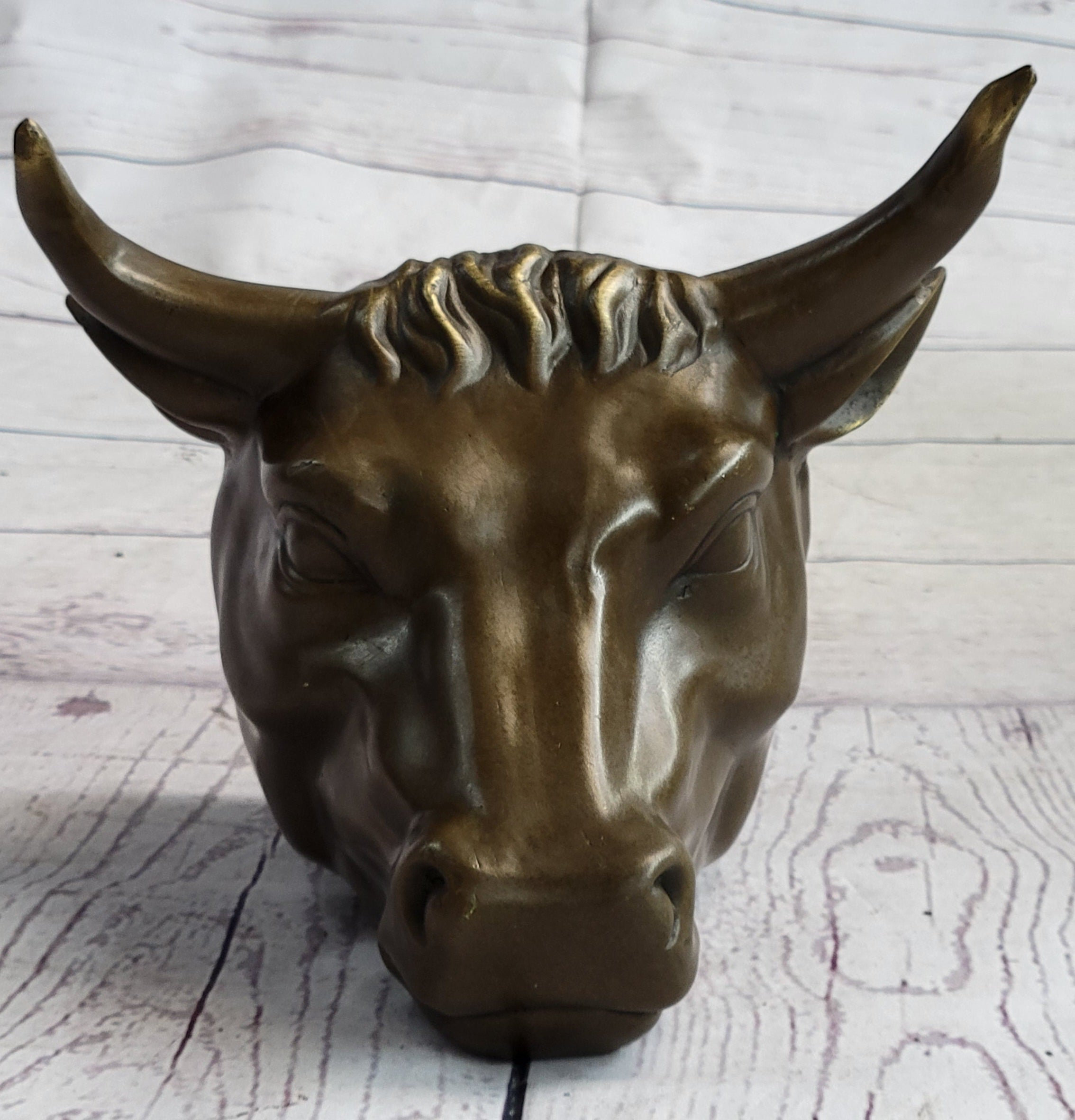 Rosalind Wheeler Wall Mounted Hanging Bull Head Bust Bronze Sculpture ...