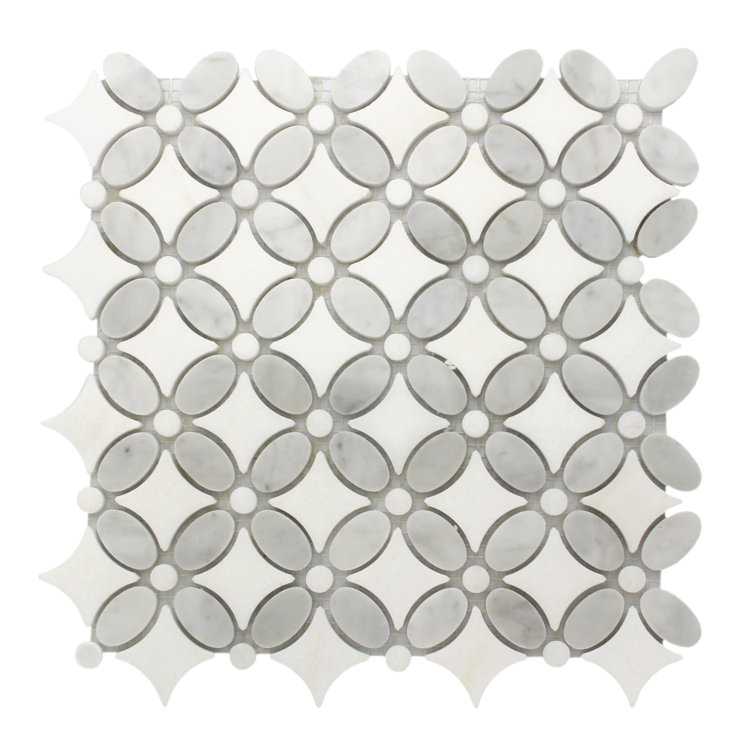 Atelier Tile Flora Bianco Carrara 11"x11" Marble Mosaic Tile - Wayfair ...
