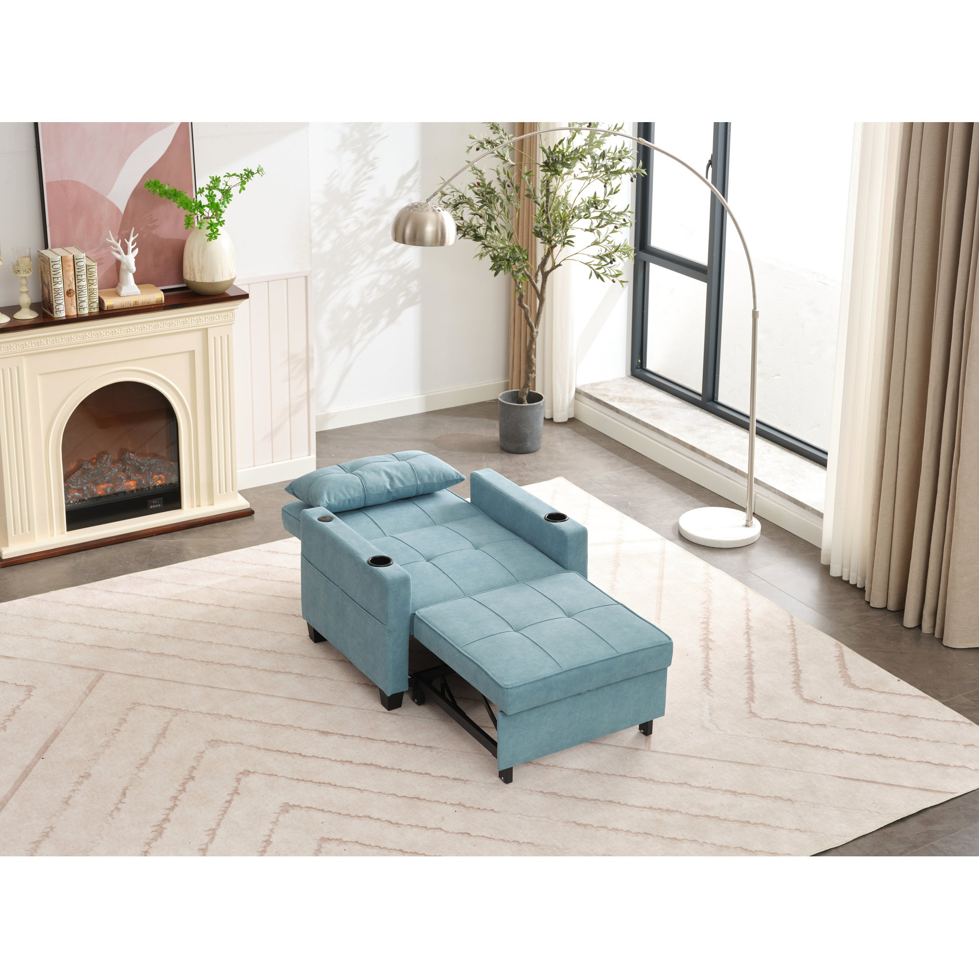Ebern Designs Space Saving Futon Chair Bed - Adjustable , High Foam ...