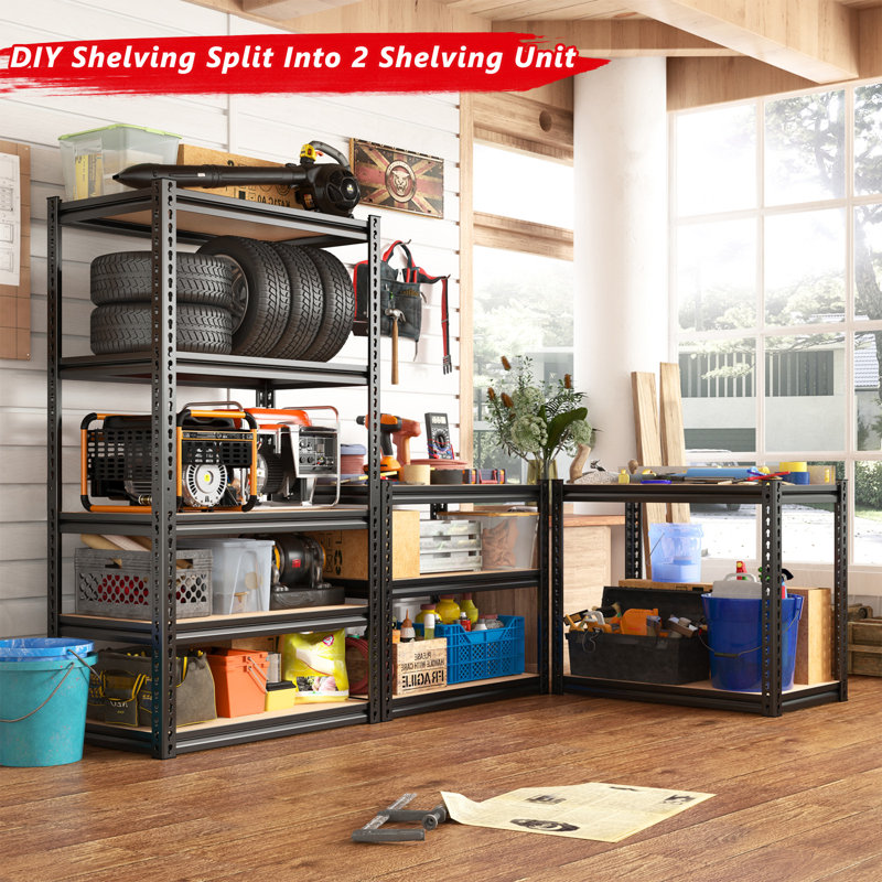 Rebrilliant Paltin 60" H Metal Storage Shelves, 5 Tiers Adjustable ...