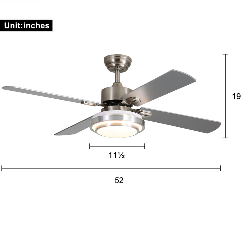 Latitude Run® Blayten 4 - Blade LED Standard Ceiling Fan with Remote ...