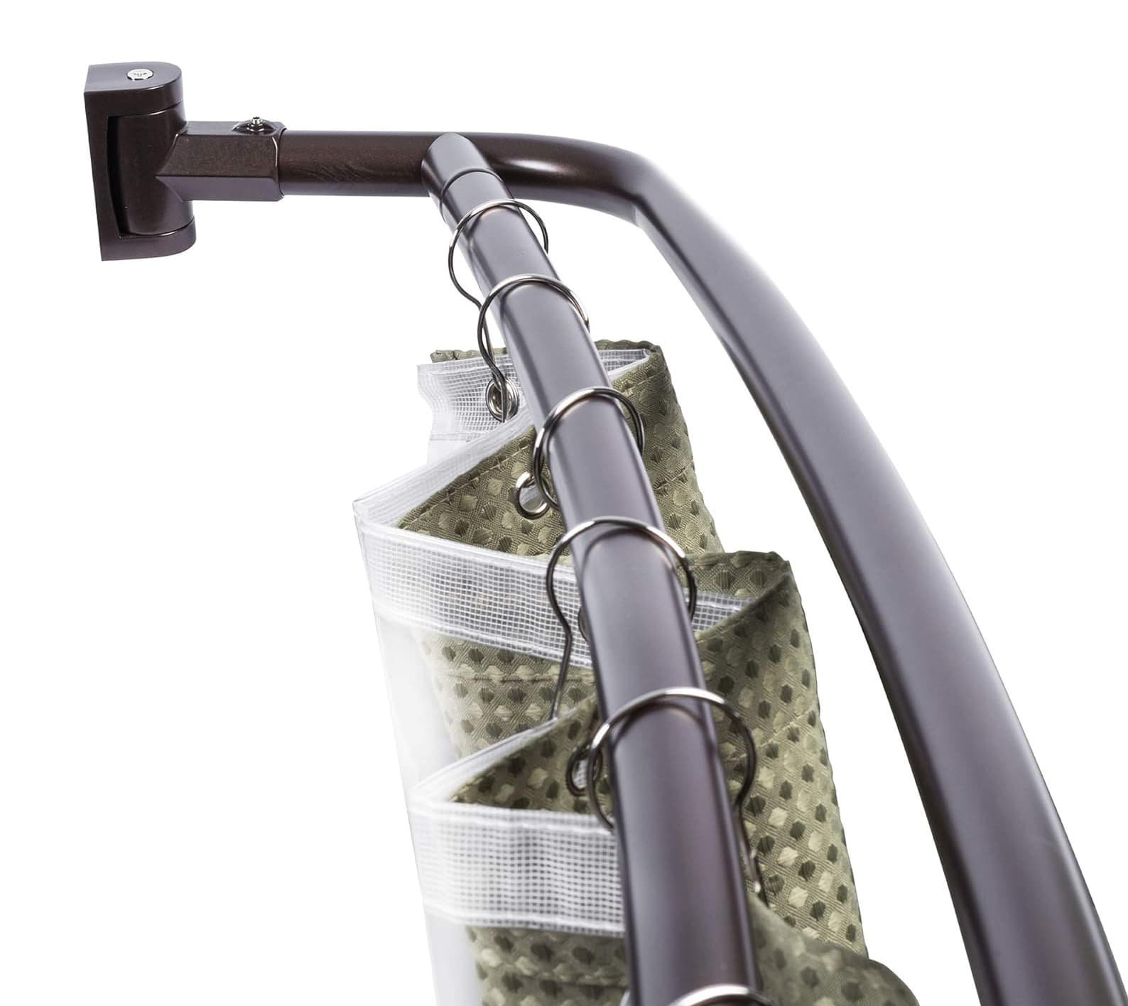BUMEET Aluminum and Zinc Double Curved Shower Rod - Bronze Finish ...