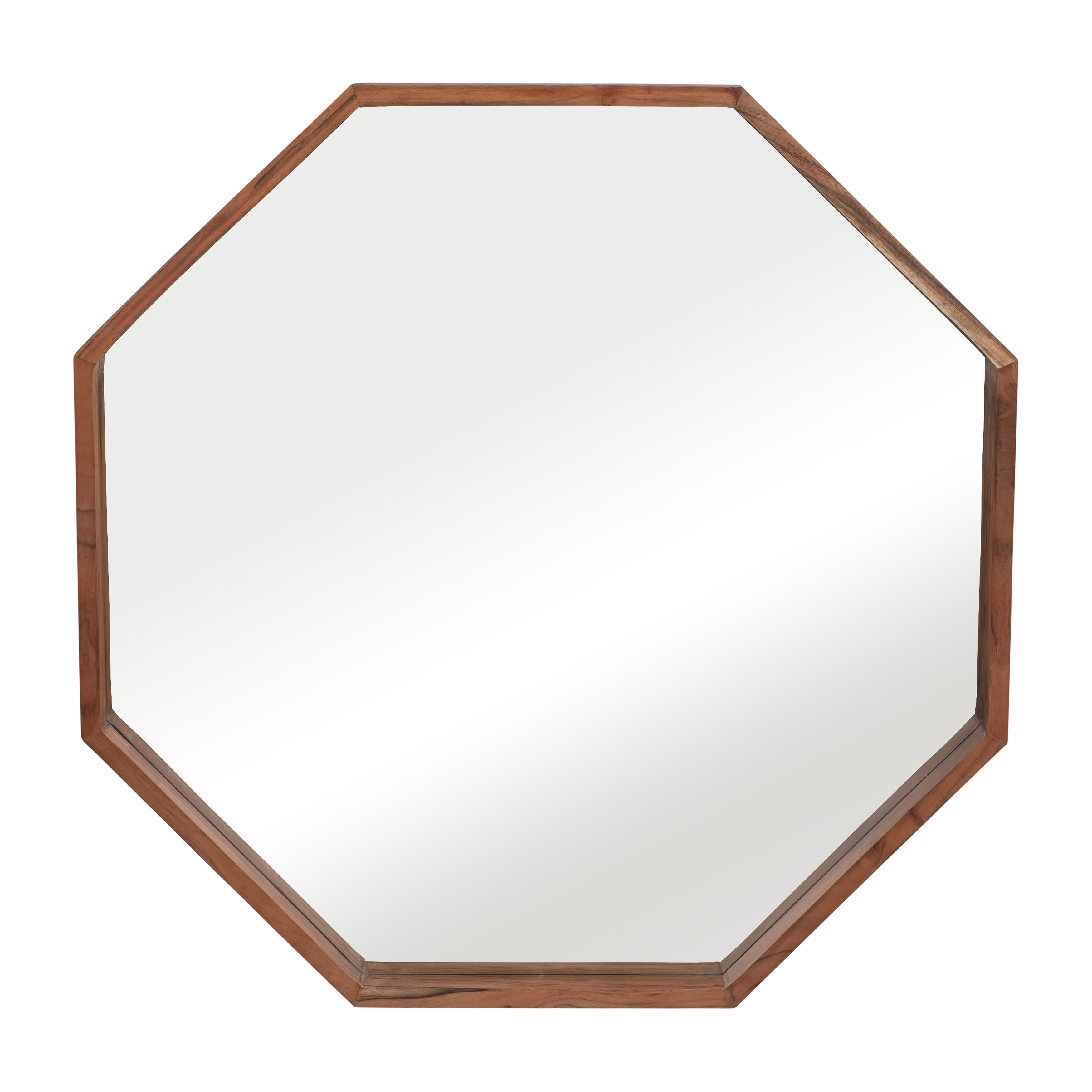 Millwood Pines Octagon Shaped Mirror, Cherry Finish, Crafted with Wood ...