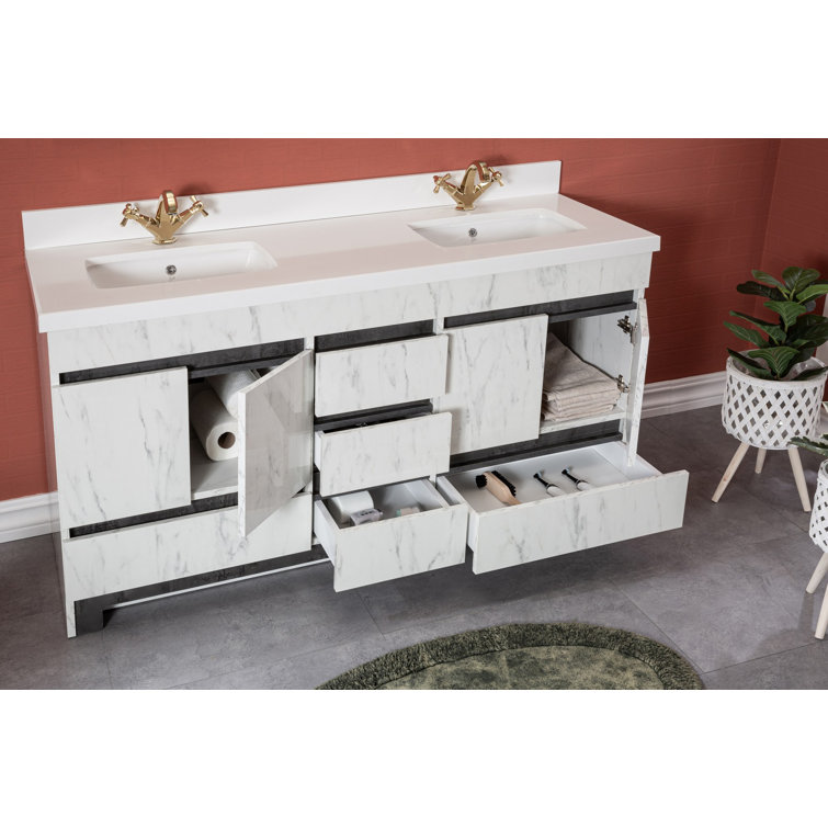 Ivy Bronx Asantae 1500mm Double Bathroom Vanity with Integrated ...