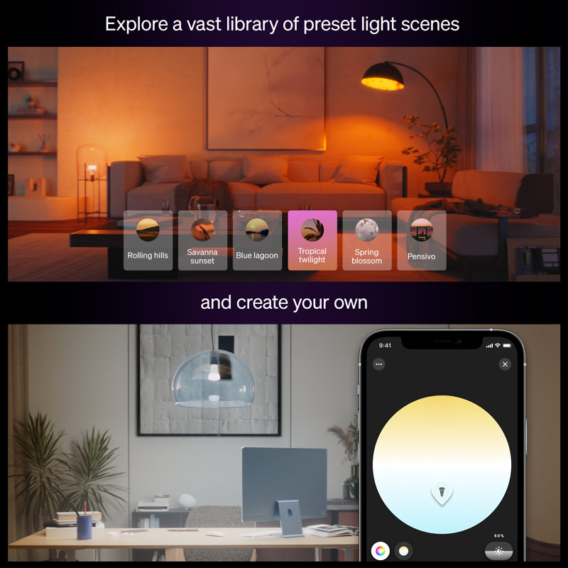 Philips Hue Smart LED A19 Bulb 4-Pack White and Color Ambiance | Wayfair