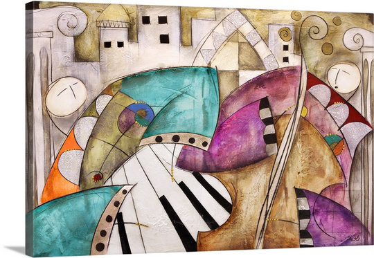 Winston Porter 'Ancient city jazz I piano bass' by Eric Waugh Painting ...