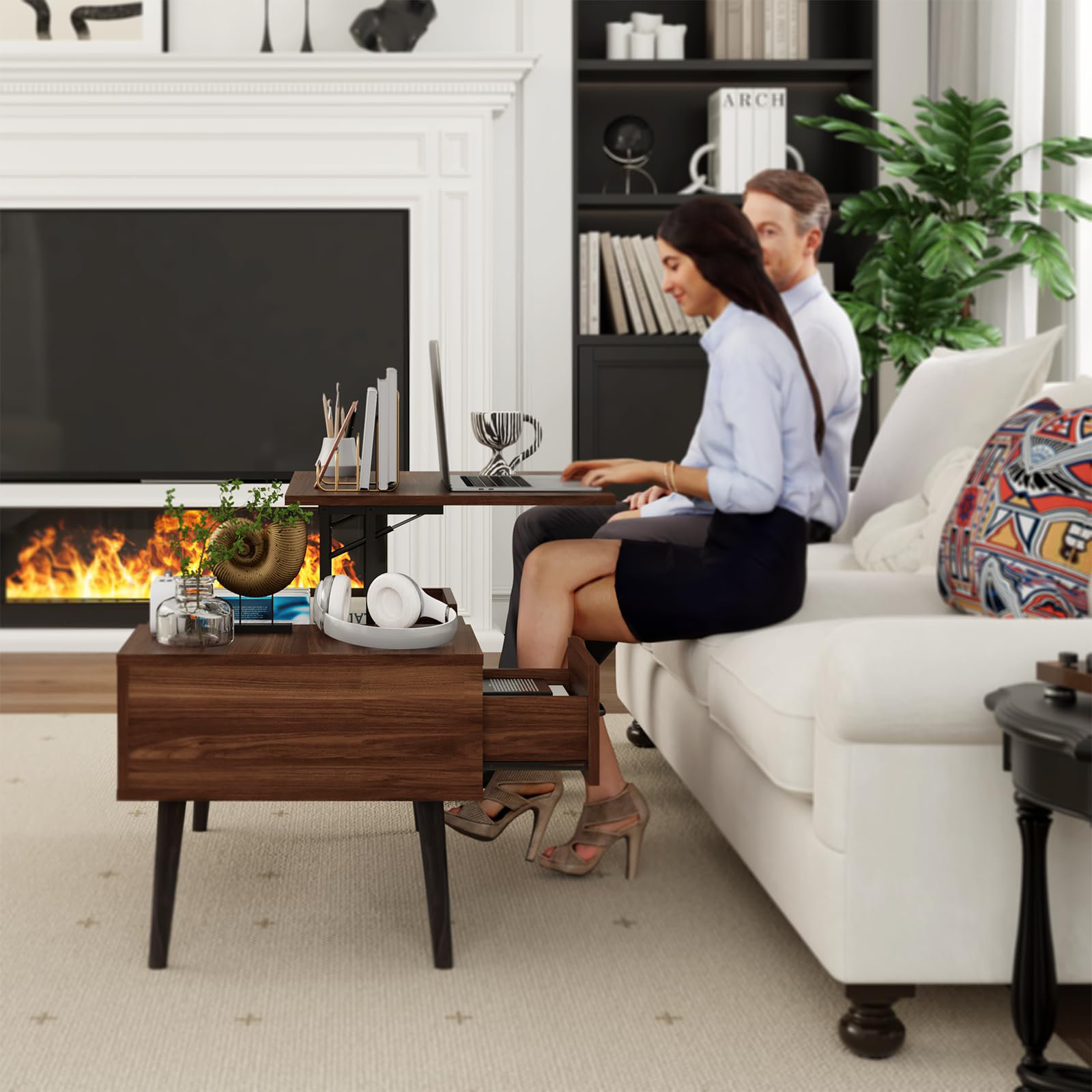 Corrigan Studio® Lift Top Coffee Table, Mid Century Modern Coffee ...