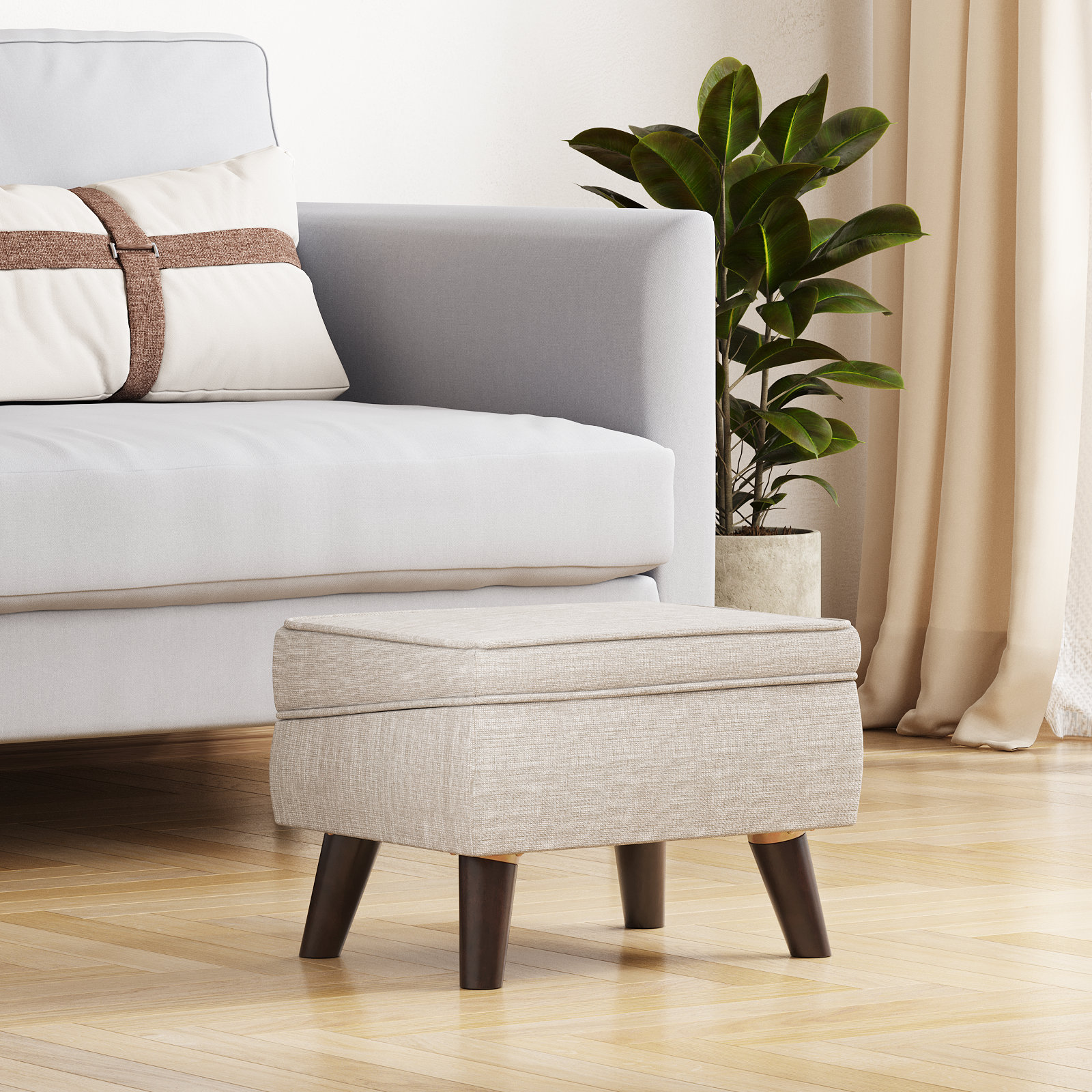 George Oliver 15.75" Wide Rectangle Storage Ottoman Stool, Entryway ...