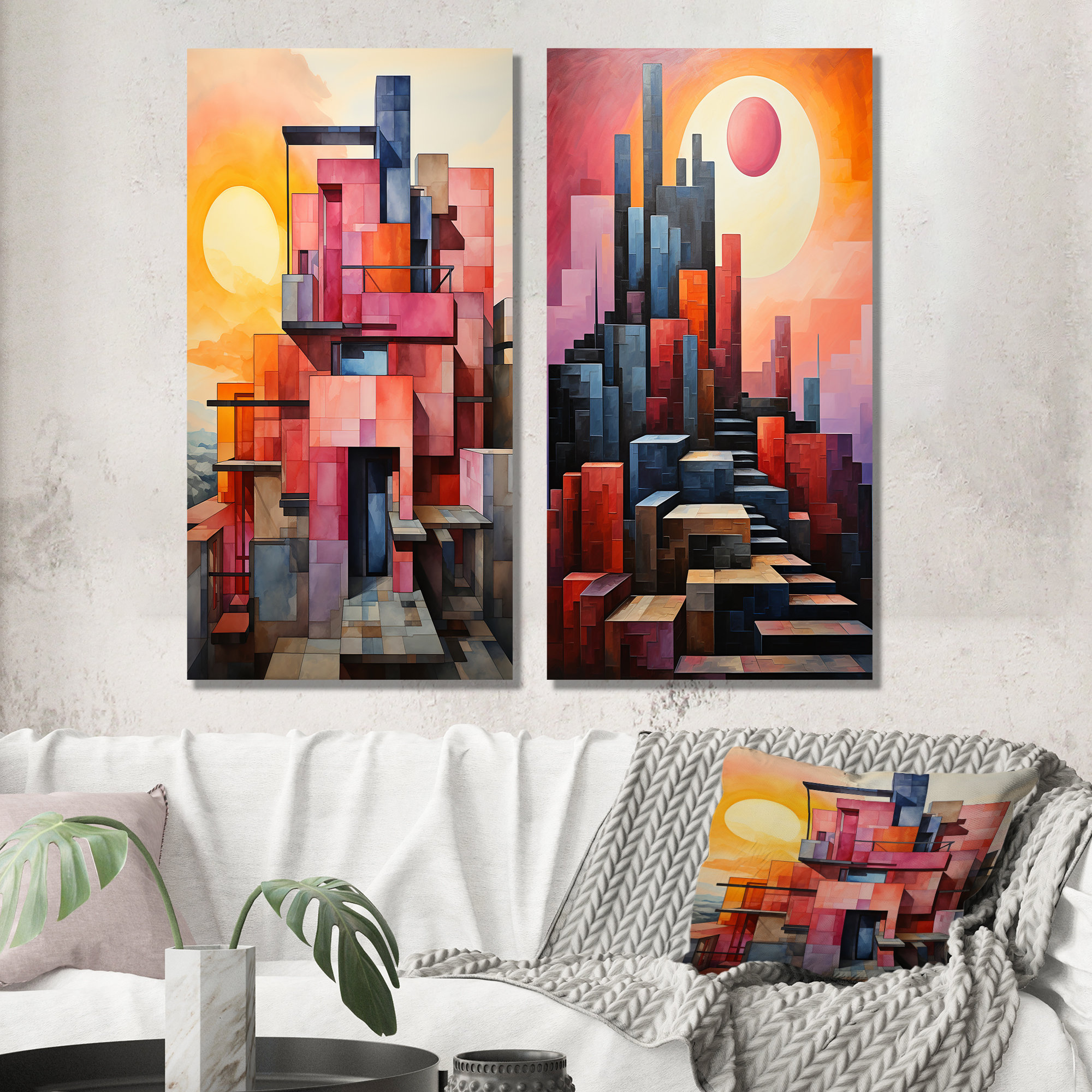 Ivy Bronx Monuments Unveiled Sunsets - City Buildings Wall Art Living ...