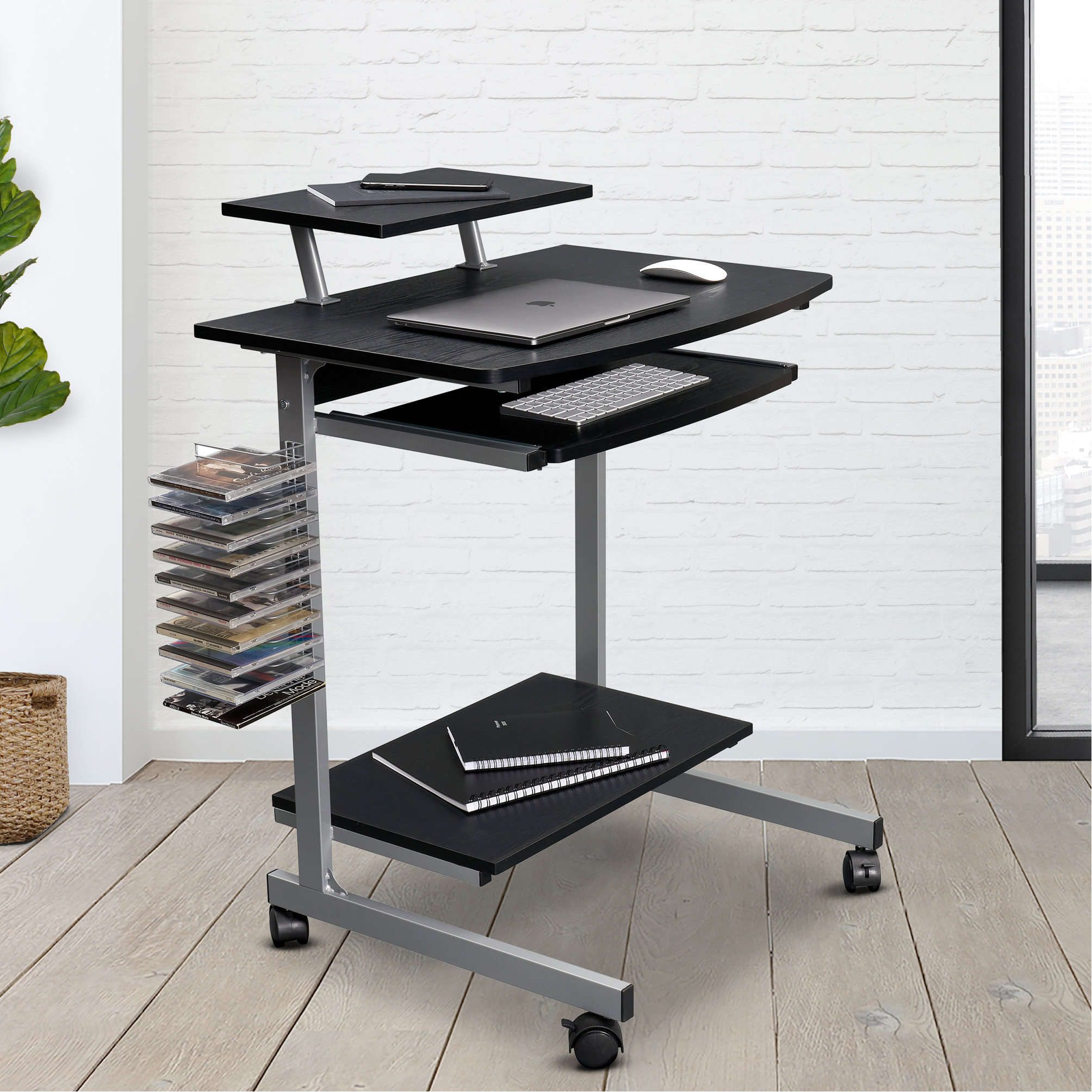 17 Stories Compact Computer Cart With Storage | Wayfair