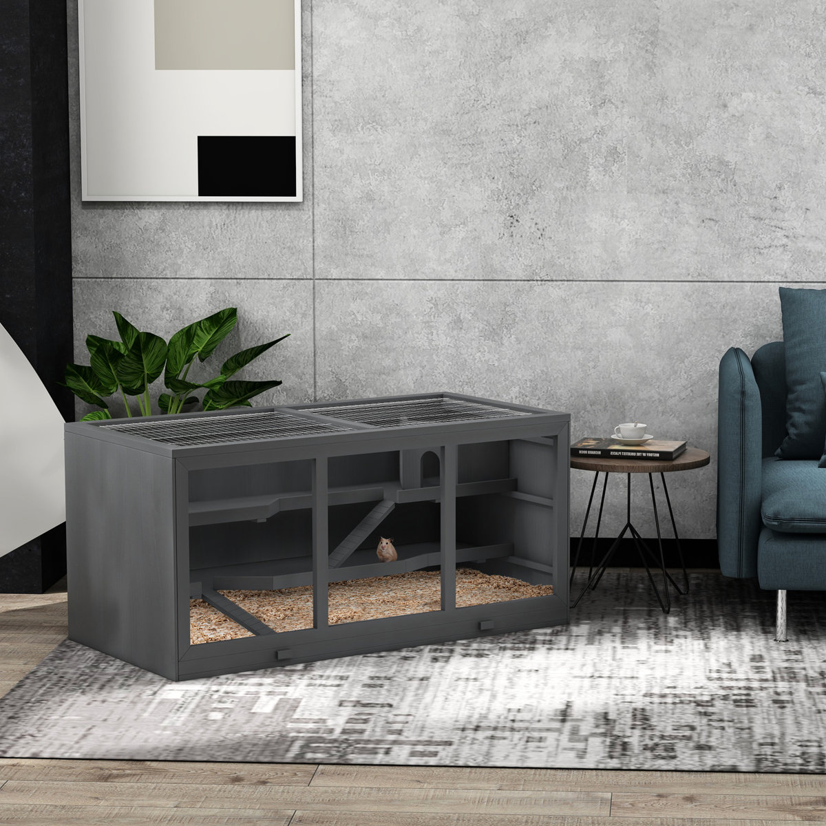 Tucker Murphy Pet™ Extra Large Hamster Habitat Gray - Wooden Cage For ...