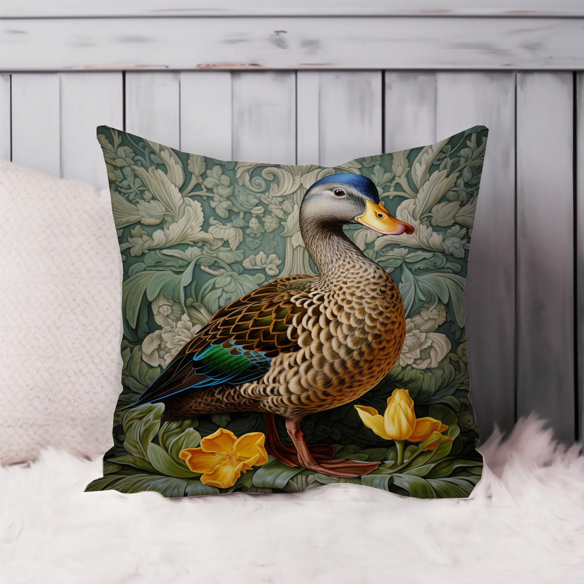 Ethan Taylor Animals William Morris Duck XVII Cottage Throw Pillow Cover | Wayfair