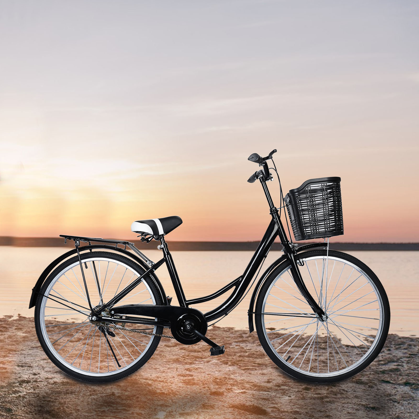 Wildon Home® 26 Inch Adult Cruiser Bicycle, Commuter Bike with Basket ...