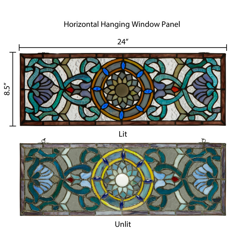 Lark Manor™ 8.5"H Amalbena Rectangular Stained Glass Pub Window Panel ...