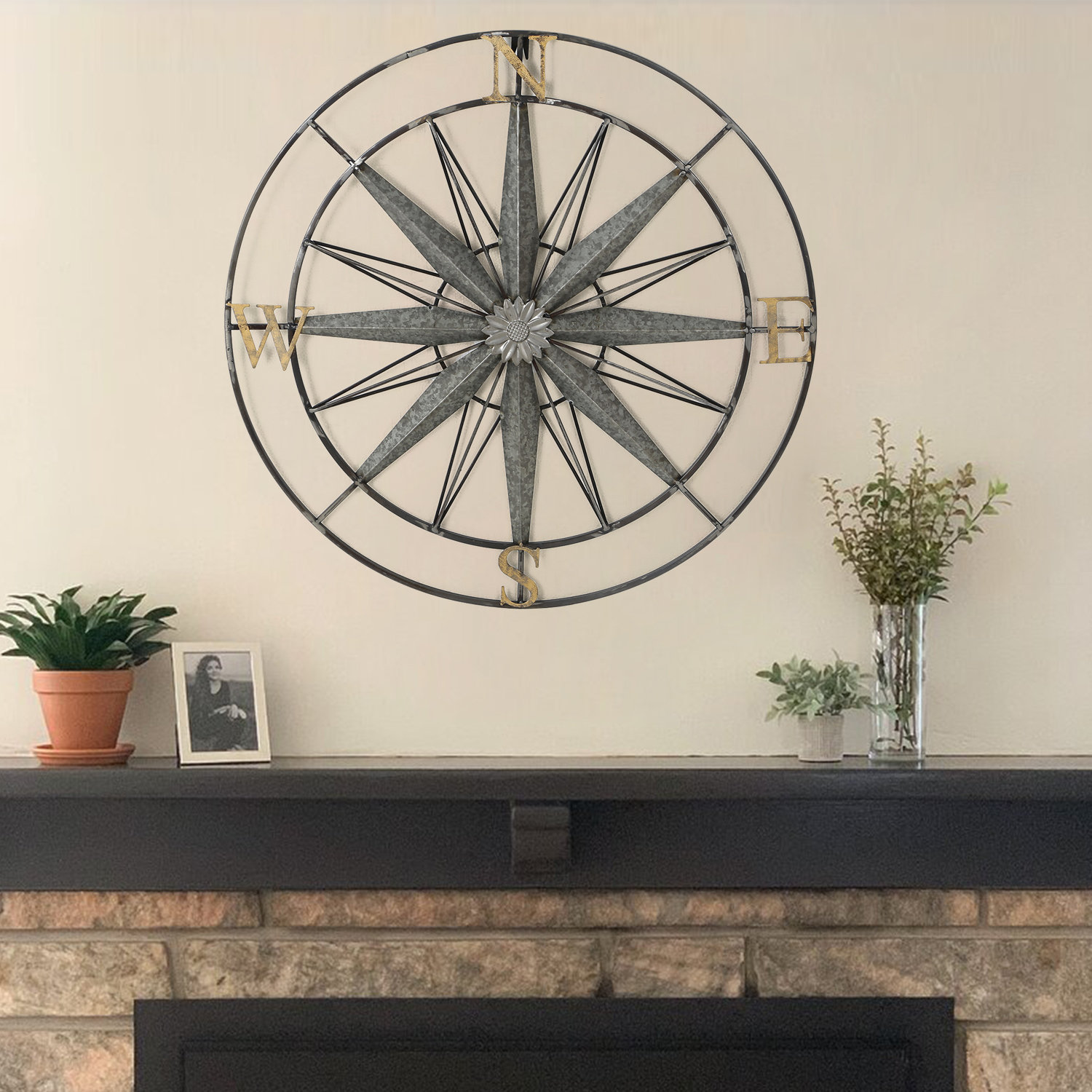Breakwater Bay Metal Compass Wall Decor Hanging Wall Art Sculptures ...