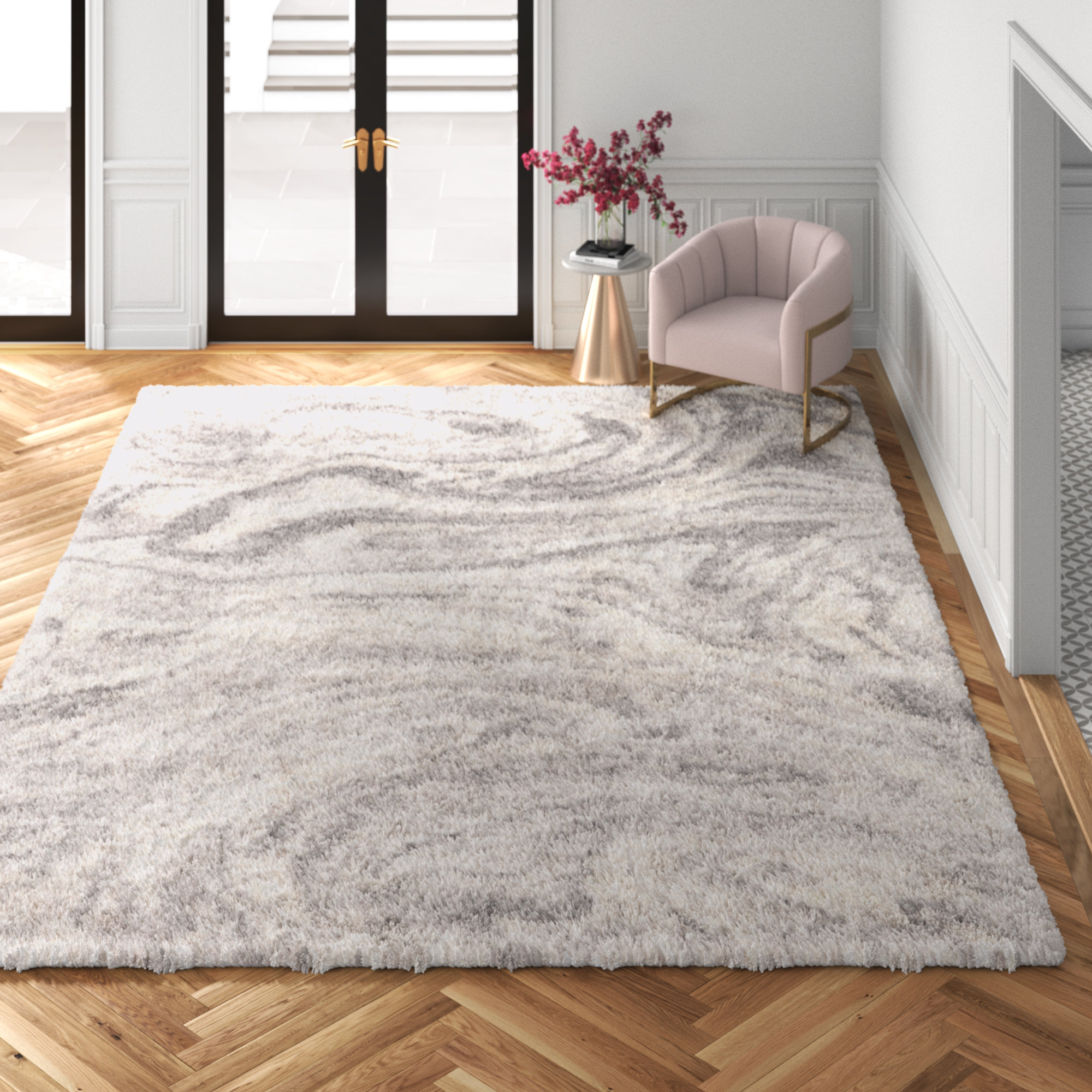 Mercer41 Kennedi Abstract Shag Grey/Ivory Area Rug & Reviews - Wayfair ...