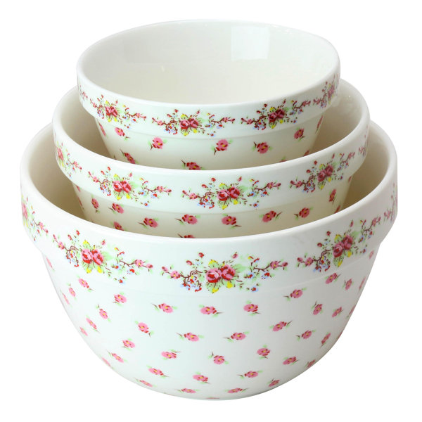 Grace's Tea Ware Pantry Size Nested 3 Piece Porcelain Mixing Bowl Set ...