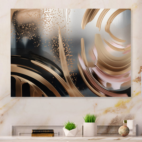 Mercer41 Marvena Gold And Pink Vibrant Swirls III - Abstract Marble ...