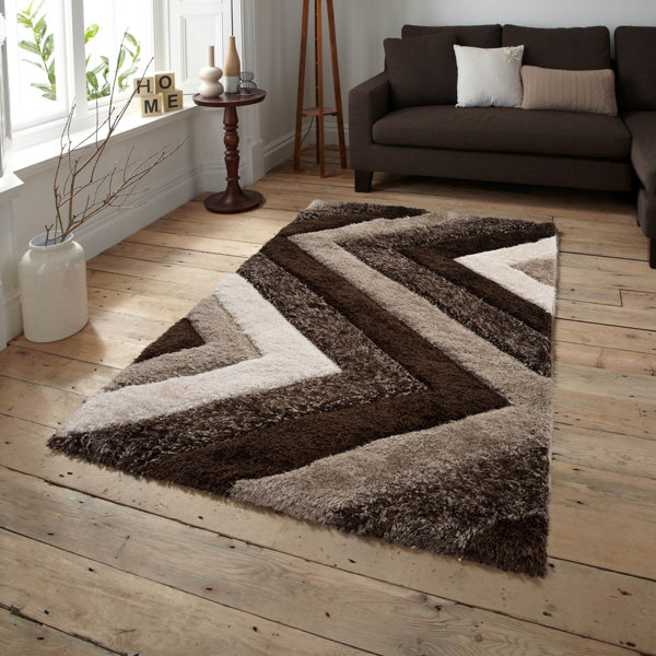 Latitude Run Savla Chevron Hand Woven Shaggy Hand Carved Beige Area Rug ...