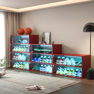 Ivy Bronx LED Light Shoe Box Three Layers With Glass Doors | Wayfair