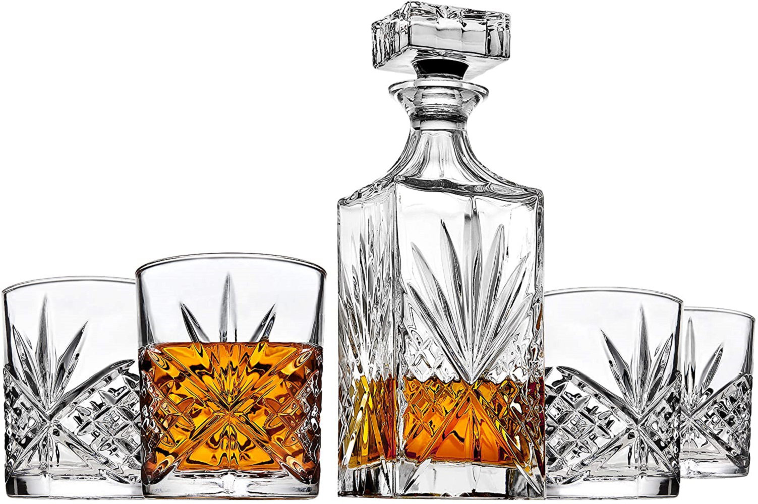 Godinger Silver Art Co Dublin Crystal 5 Piece Whiskey Decanter 24oz ...