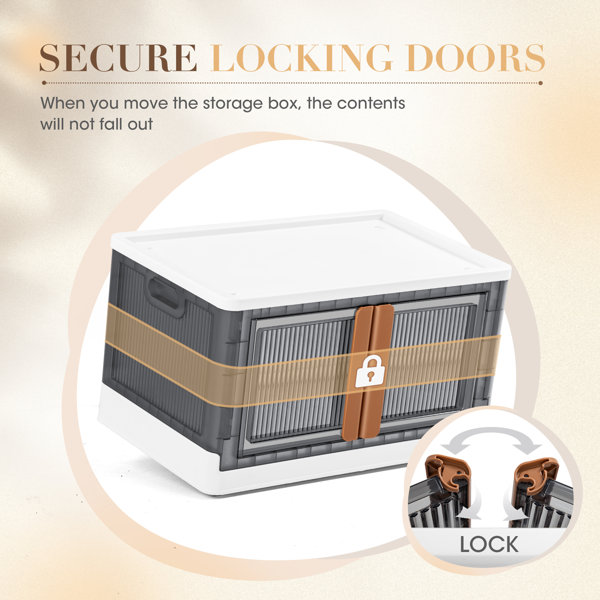 Rebrilliant 4 Pack Plastic Collapsible Storage Bins with Door and ...