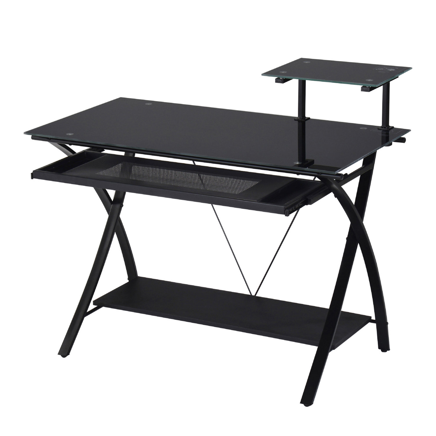 Ebern Designs 43" Groh Black Glass Computer Desk & Reviews | Wayfair