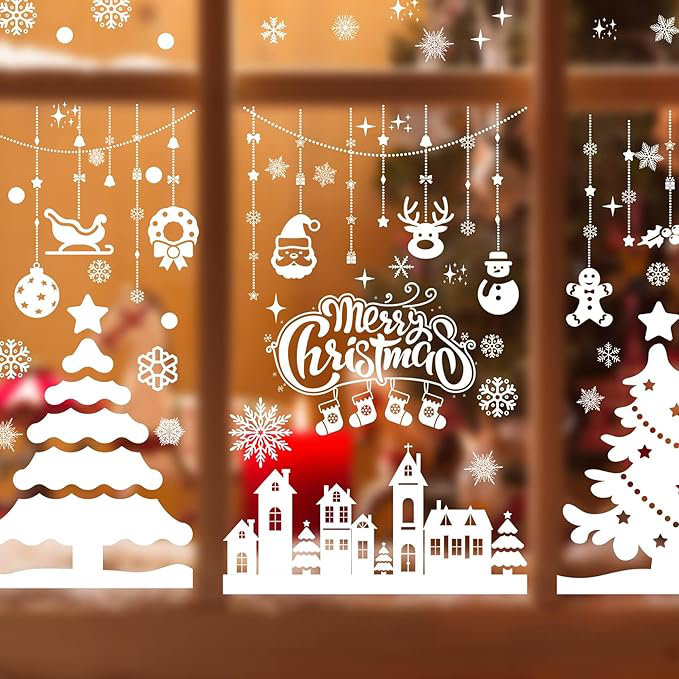 The Holiday Aisle® MISS FANTASY Christmas Window Clings Decorations, 10 ...