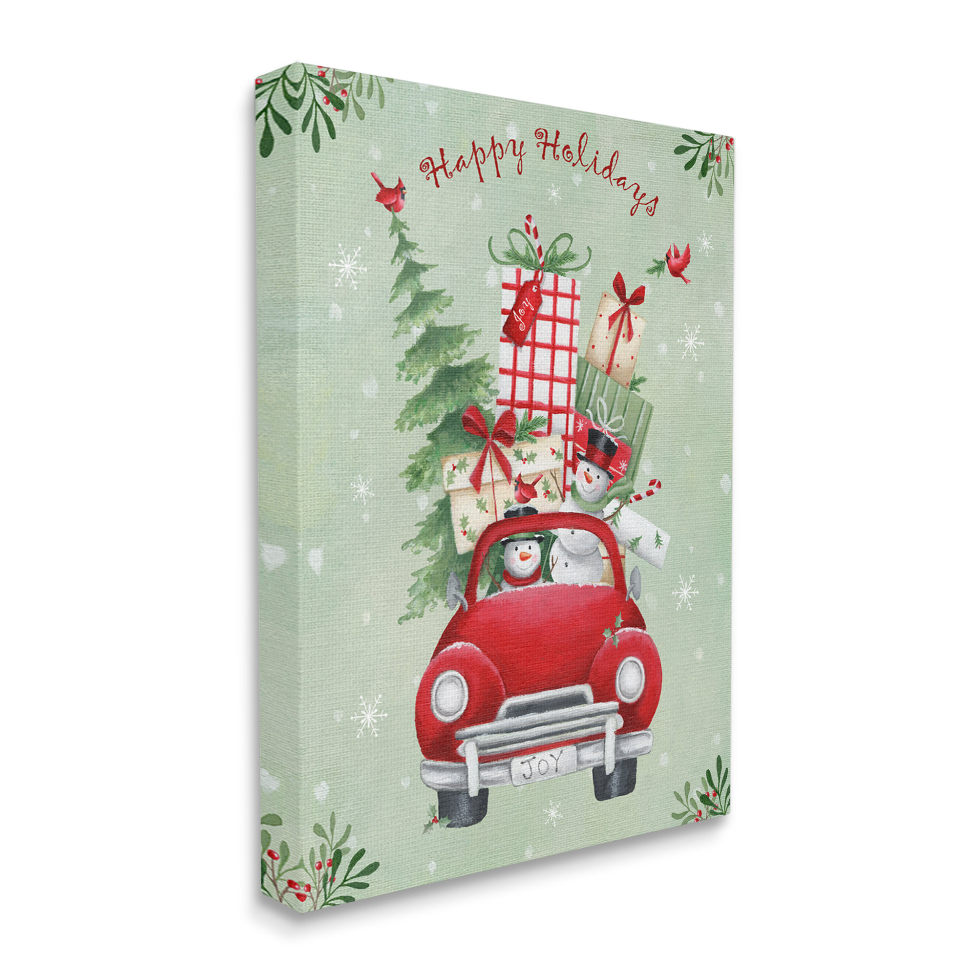 The Holiday Aisle® Holiday Stacked Gift Car Canvas Wall Art by Emma ...