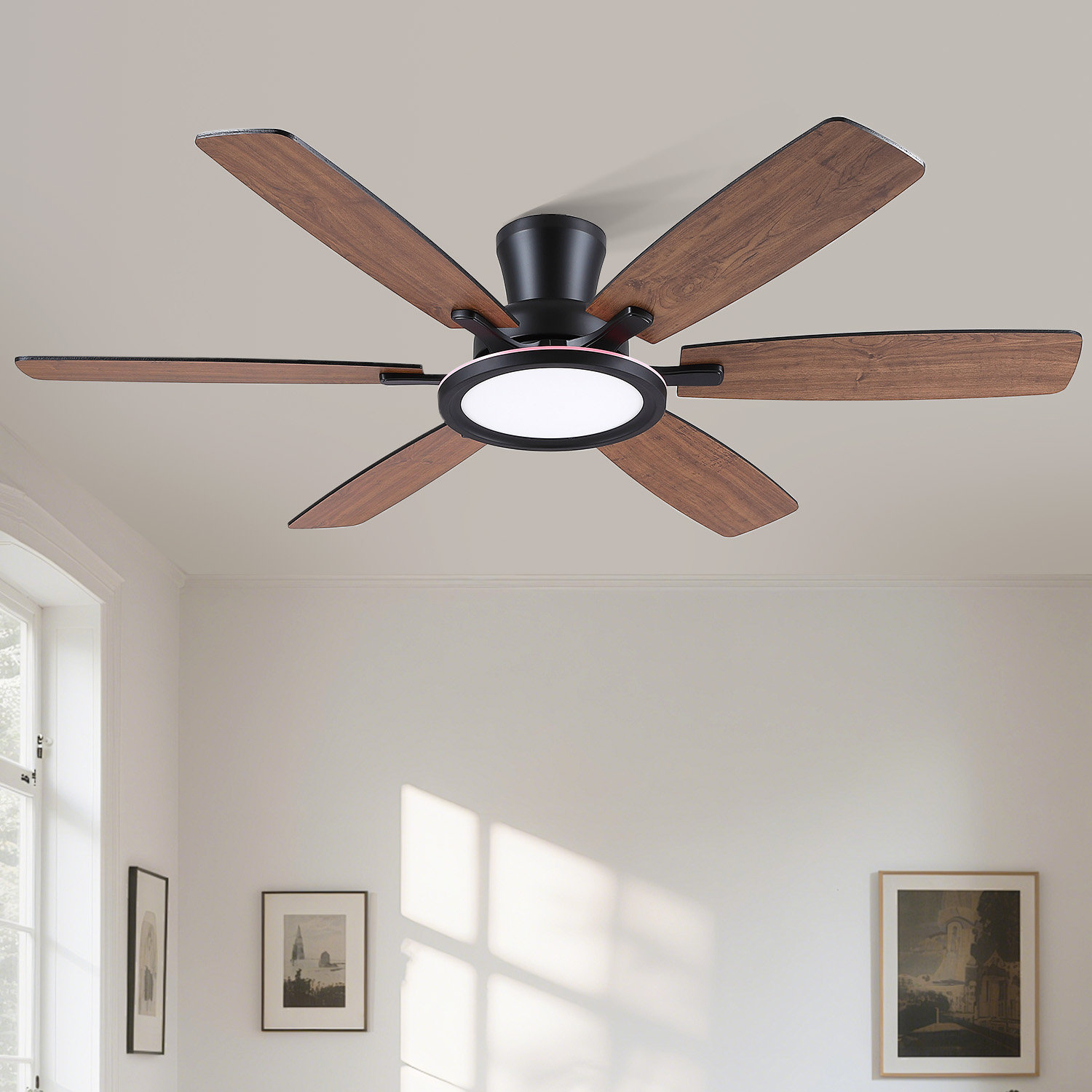 Wrought Studio™ Modern 55'' Flush Mount Ceiling Fan With Led Lights And ...