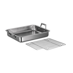 Tramontina 16.94 in. Stainless Steel Prima Lasagna Gourmet Roasting Pan ...