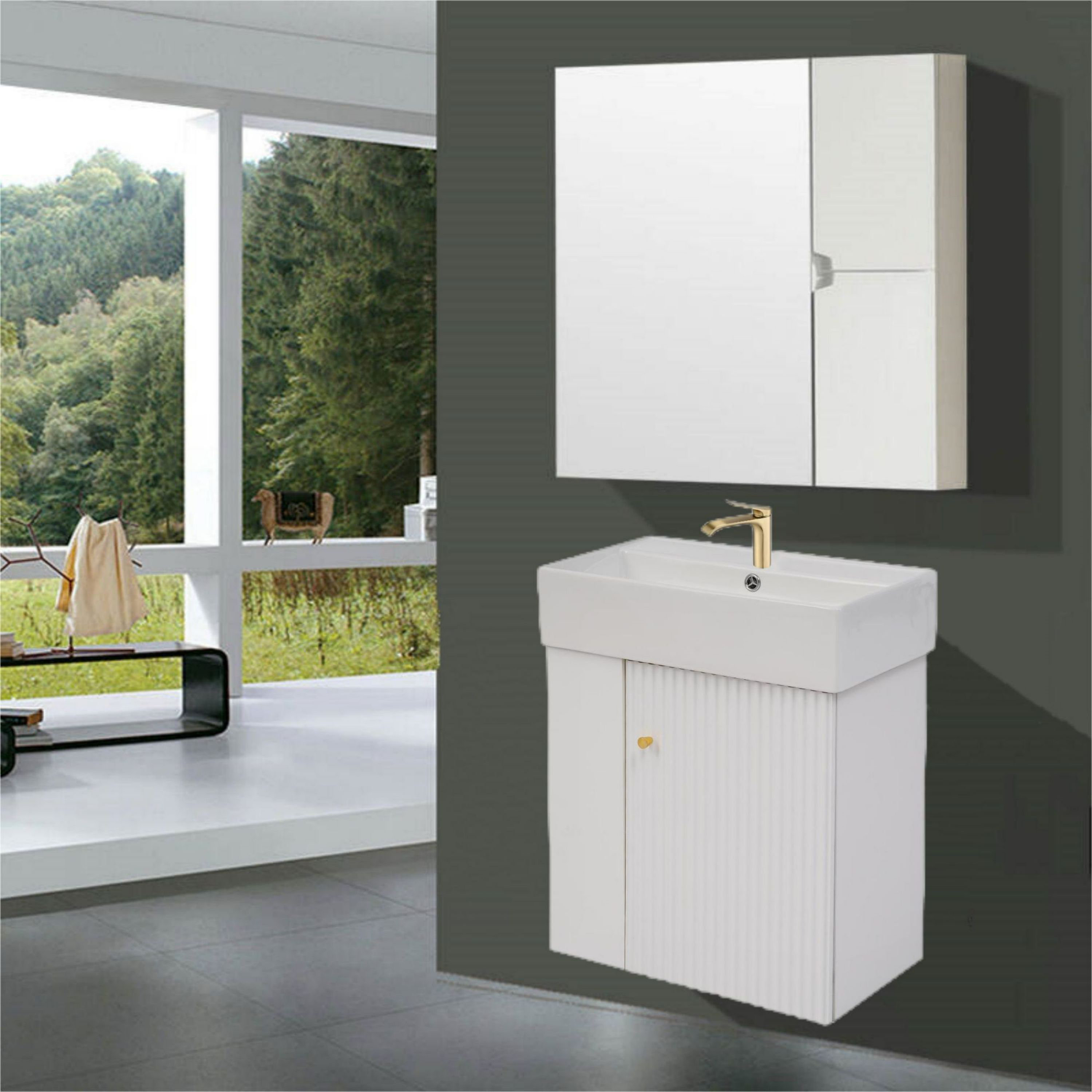 maxbrass 21.65 "Modern Hanging Bathroom Dressing Table with Ceramic ...