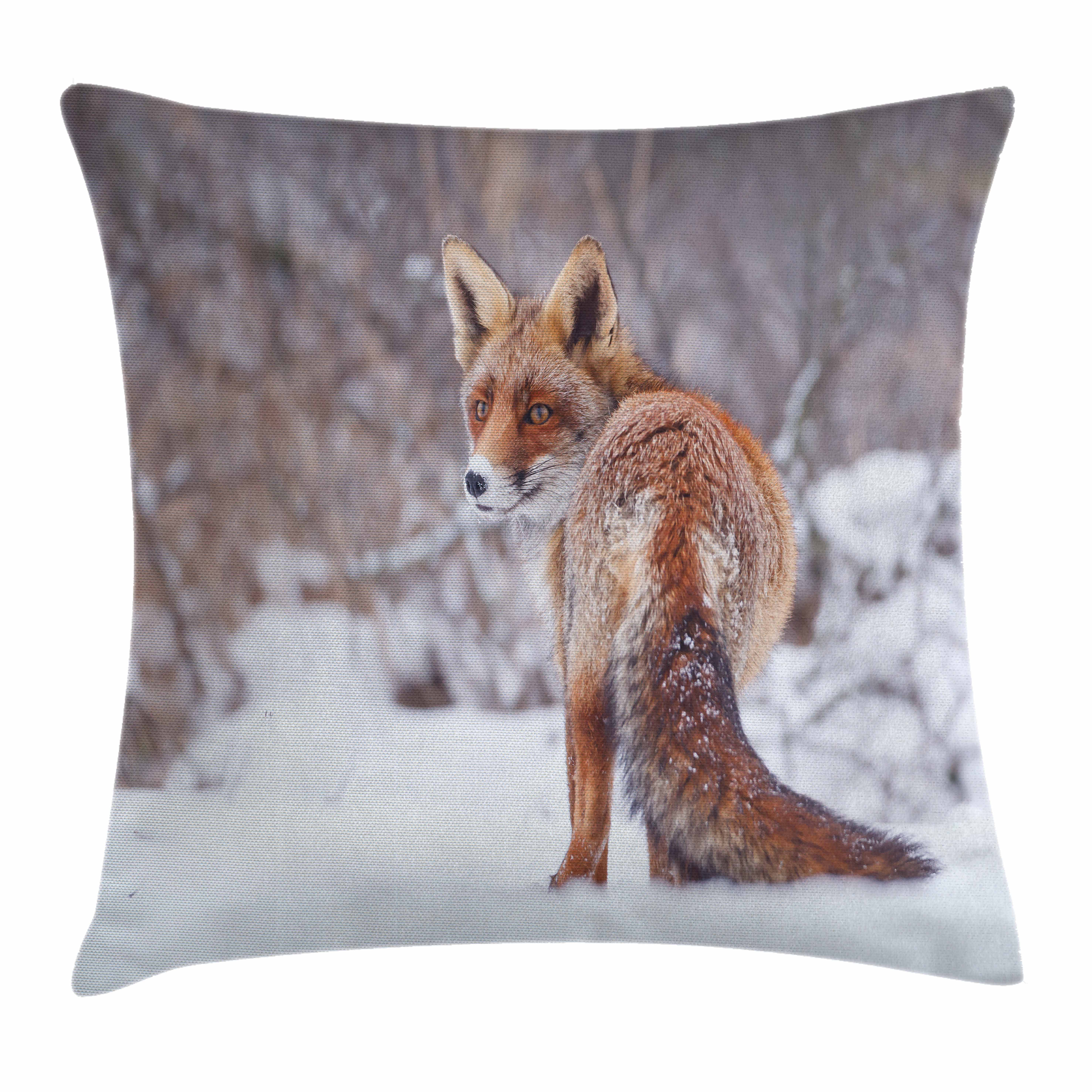 Ambesonne Fox Snowy Country Furry Animal Square Pillow Cover | Wayfair