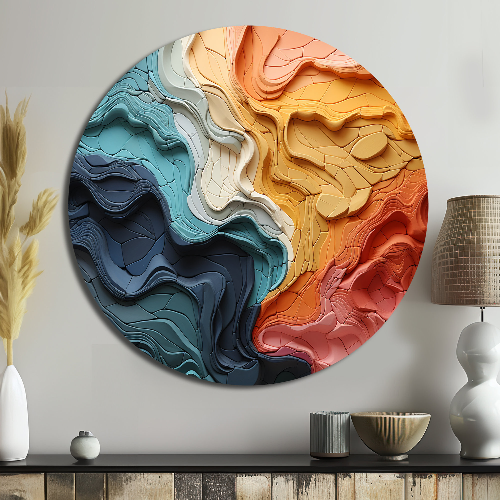 Design Art Biomorphism Organic Forms IV - Abstract Round Metal Art ...